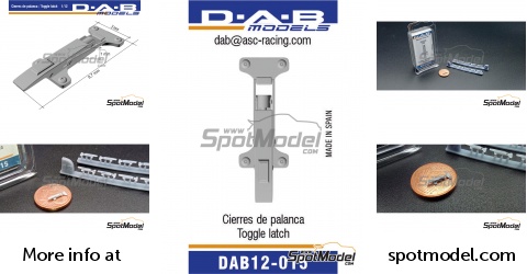 D.A.B. Models DAB12-015: Bonnet pins 1/12 scale - Toggle latch - 10 ...