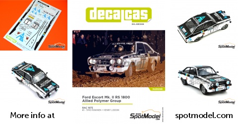 Decalcas DCL-DEC009: Marking / livery 1/24 scale - Ford Escort Mk. II ...