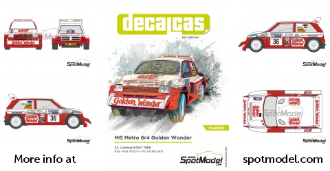 Decalcas: Marking / livery 1/24 scale - MG Metro 6r4 Group B sponsored ...