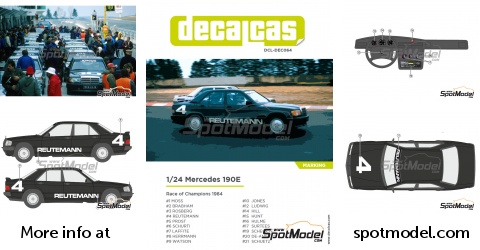 Decalcas DCL-DEC064: Marking / livery 1/24 scale - Mercedes Benz 190E 2 ...