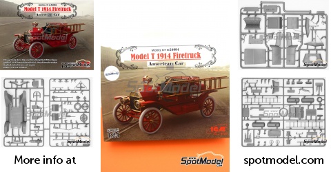ICM 24004: Car scale model kit 1/24 scale - Ford Model T Firetruck 1914 ...
