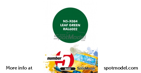 Number Five N5-X084: Paint for airbrush Leaf Green RAL6002 1 x 30ml (ref. N5-X084) | SpotModel