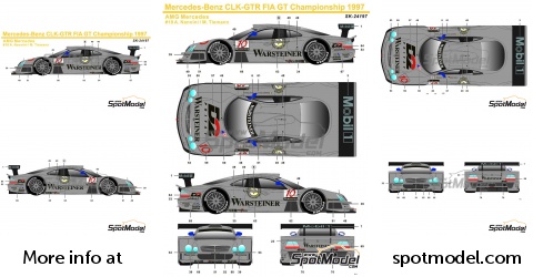 SK Decals SK24197: Marking / livery 1/24 scale - Mercedes Benz CLK-GTR ...