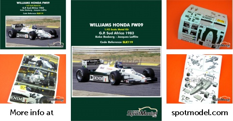 Tameo Kits SLK119: Car scale model kit 1/43 scale - Williams Honda FW09 ...