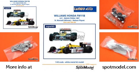 Tameo Kits TMK438: Car scale model kit 1/43 scale - Williams Honda ...
