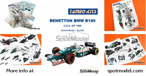 Tameo Kits TMK449: Car scale model kit 1/43 scale - Benetton BMW B186 ...