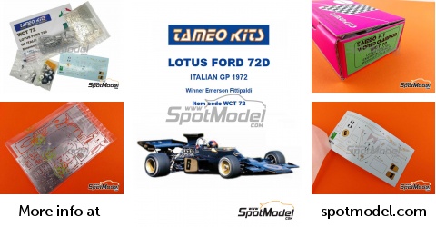 Tameo Kits WCT072: Car scale model kit 1/43 scale - Lotus Ford type 72D ...