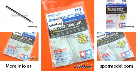 Tamiya 74113: Drill bit - Fine Pivot Drill Bit 0.2mm - Shank Dia. 1.0mm ...