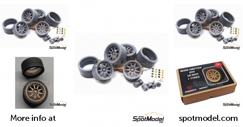 Yamamoto Model Parts YMPRIM17: Rims and tyres set 1/24 scale - Work Emotion XD9 18 inches - 4 ...