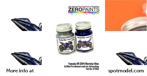 Zero Paints ZP-1552: Paints set for airbrush Yamaha M1 Movistar blue ...
