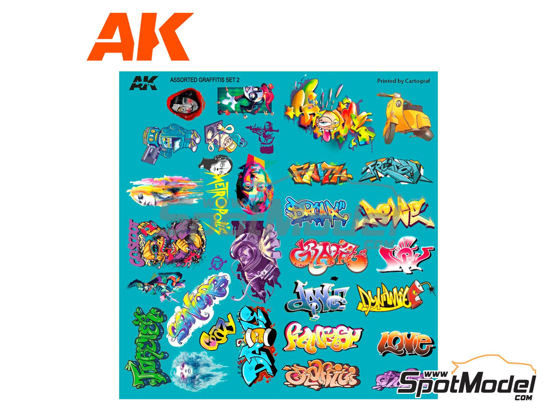 AK Interactive AK9091: Decals 1/24 scale - Various graffiti (ref ...