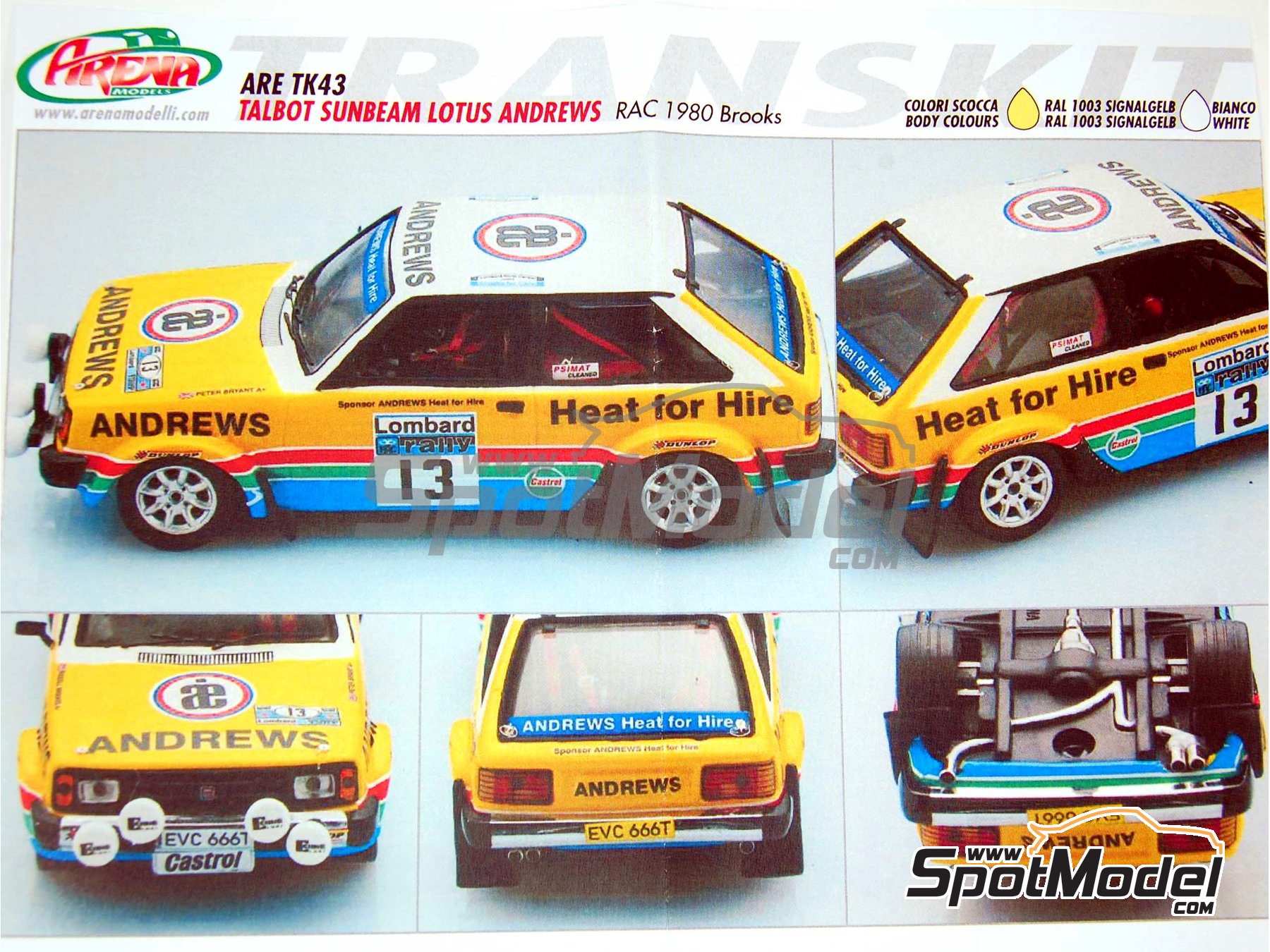 Arena Modelli ARETK43: Marking / livery 1/43 scale - Talbot Sunbeam ...