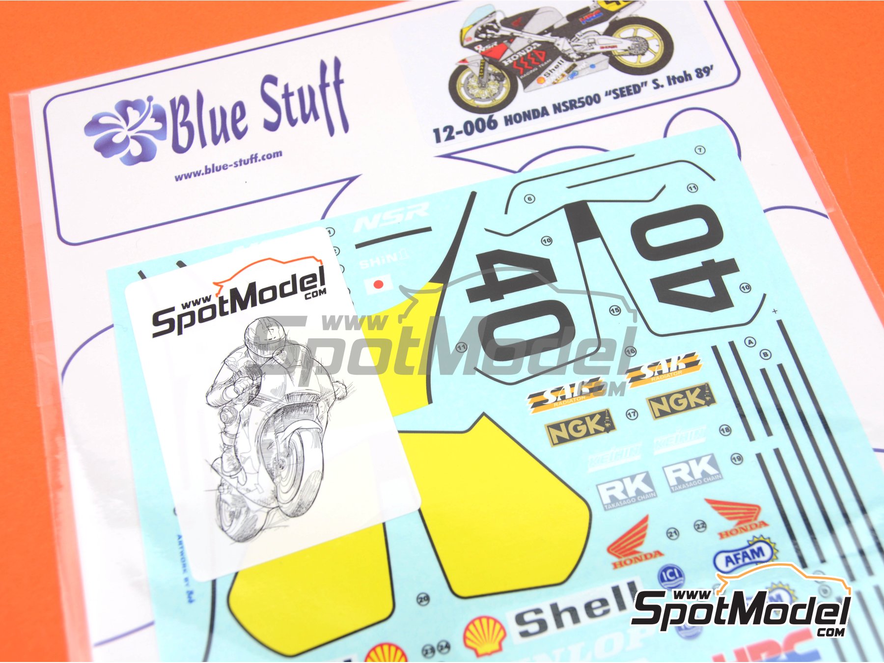 Blue Stuff 12-006: Marking / livery 1/12 scale - Honda NSR500 Seed ...