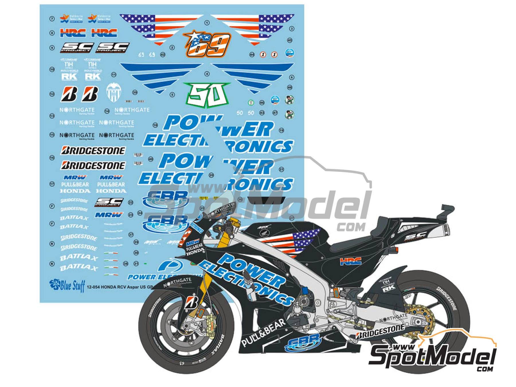 Blue Stuff 12-054: Marking / livery 1/12 scale - Honda RC213V Aspar ...