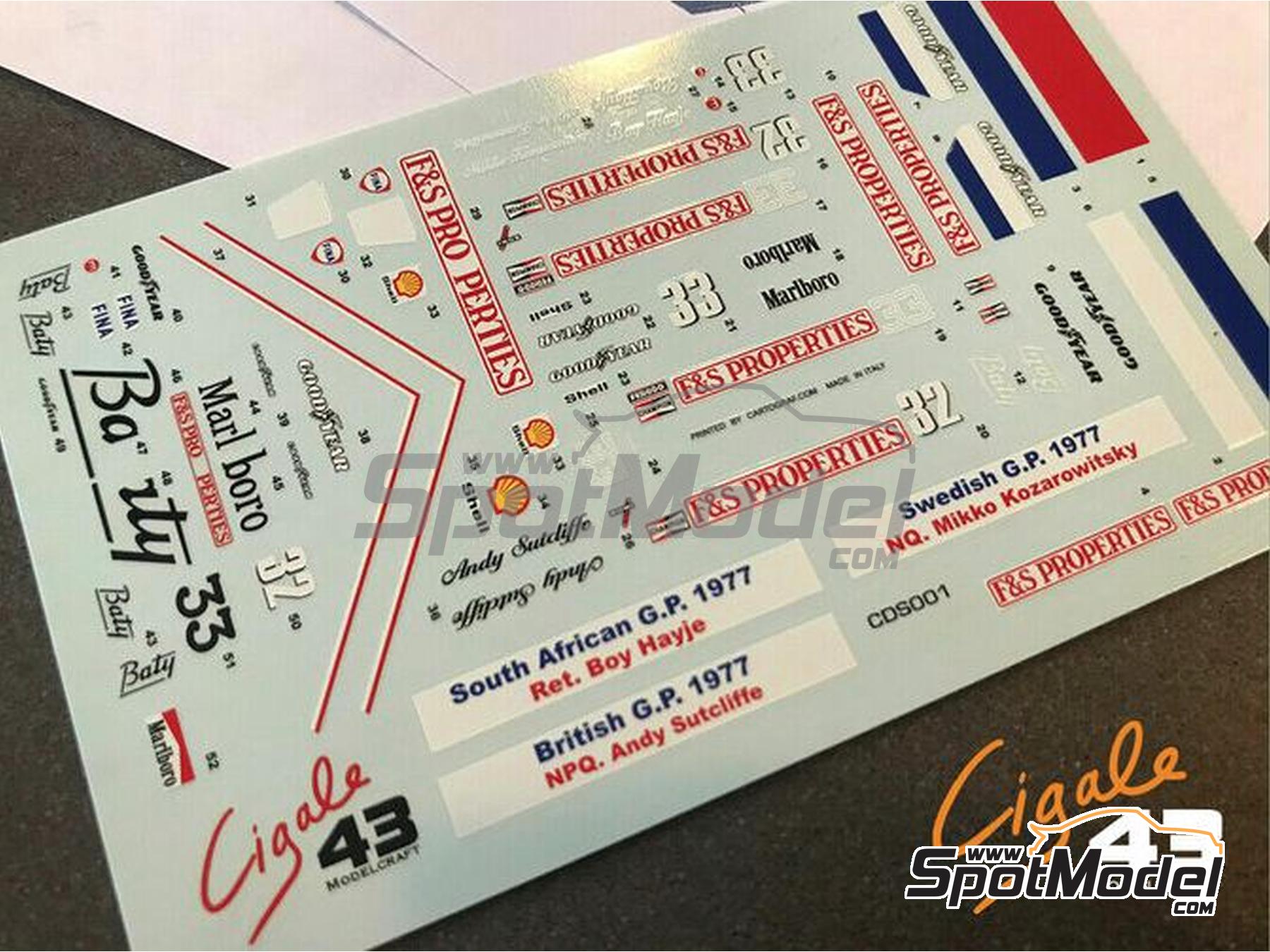 Cigale 43 Modelcraft CDS001: Marking / livery 1/43 scale - March Ford ...