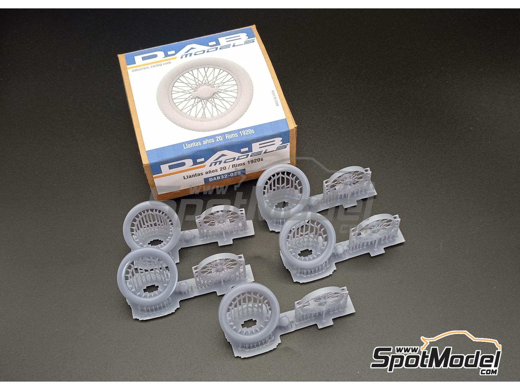 D.A.B. Models DAB32-029: Rims and tyres set 1/32 scale - 1920s wire ...