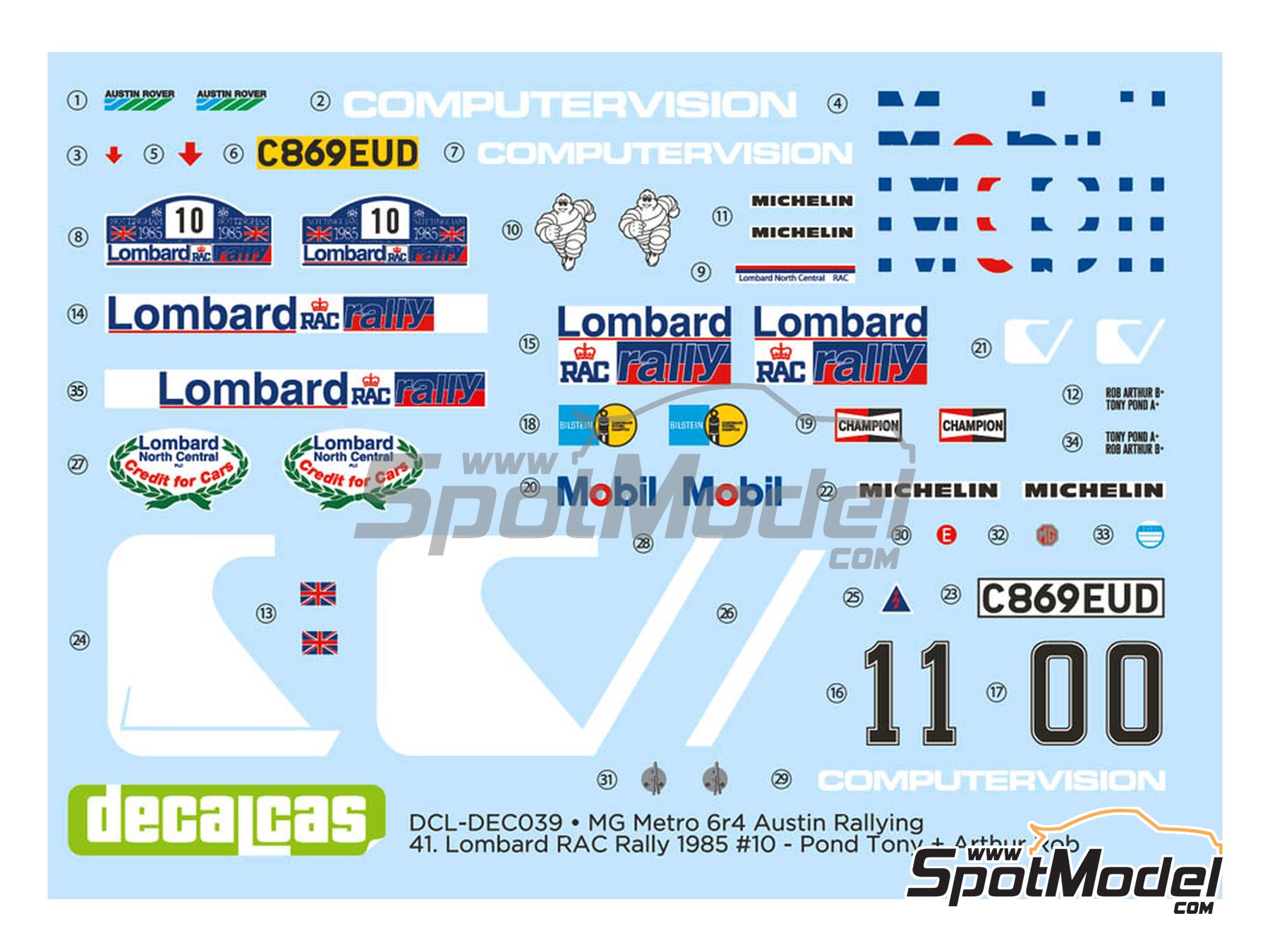 Decalcas DCL-DEC039: Marking / livery 1/24 scale - MG Metro 6r4 Group B ...