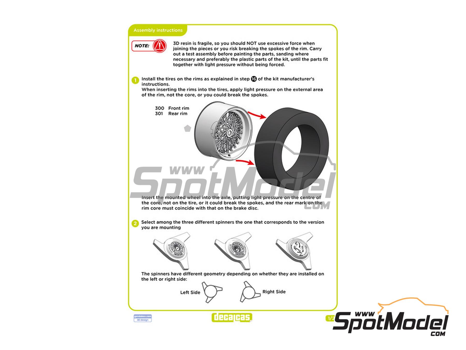 Decalcas DCL-PAR100: Rims 1/24 scale - Borrani for Ferrari 250 GTO - for Fujimi references ...
