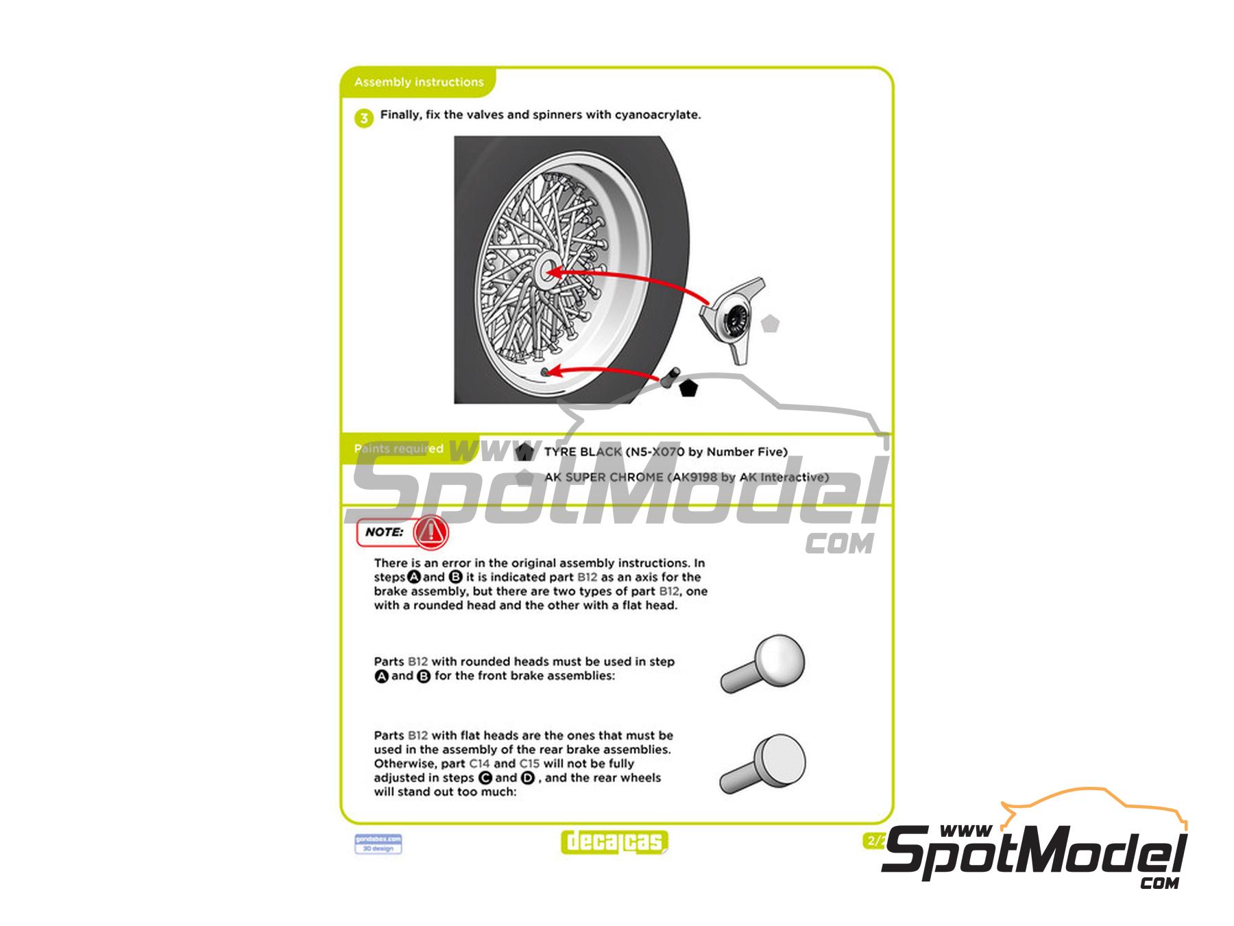 Decalcas DCL-PAR100: Rims 1/24 scale - Borrani for Ferrari 250 GTO - for Fujimi references ...