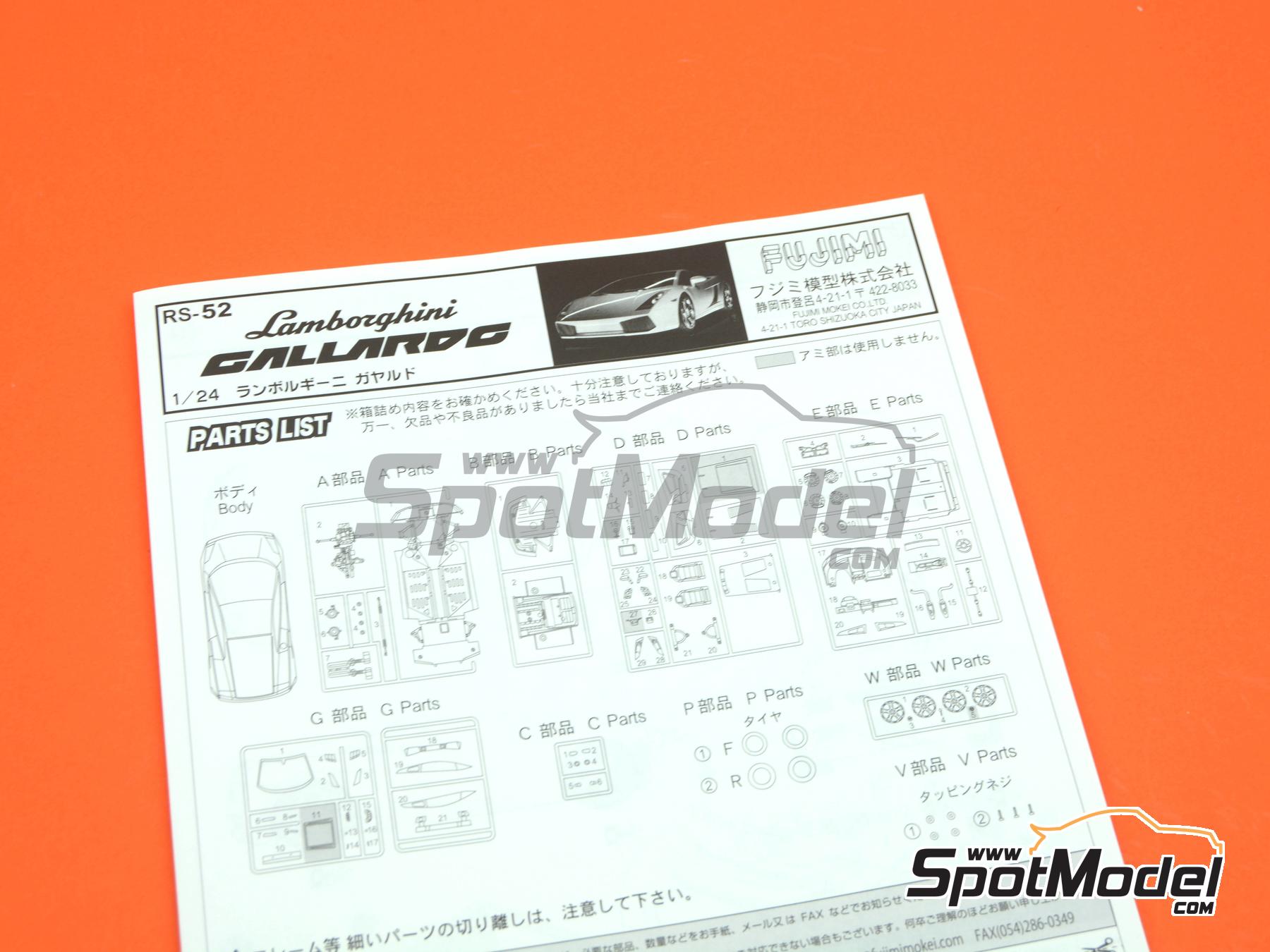Fujimi 122137: Car scale model kit 1/24 scale - Lamborghini Gallardo ...
