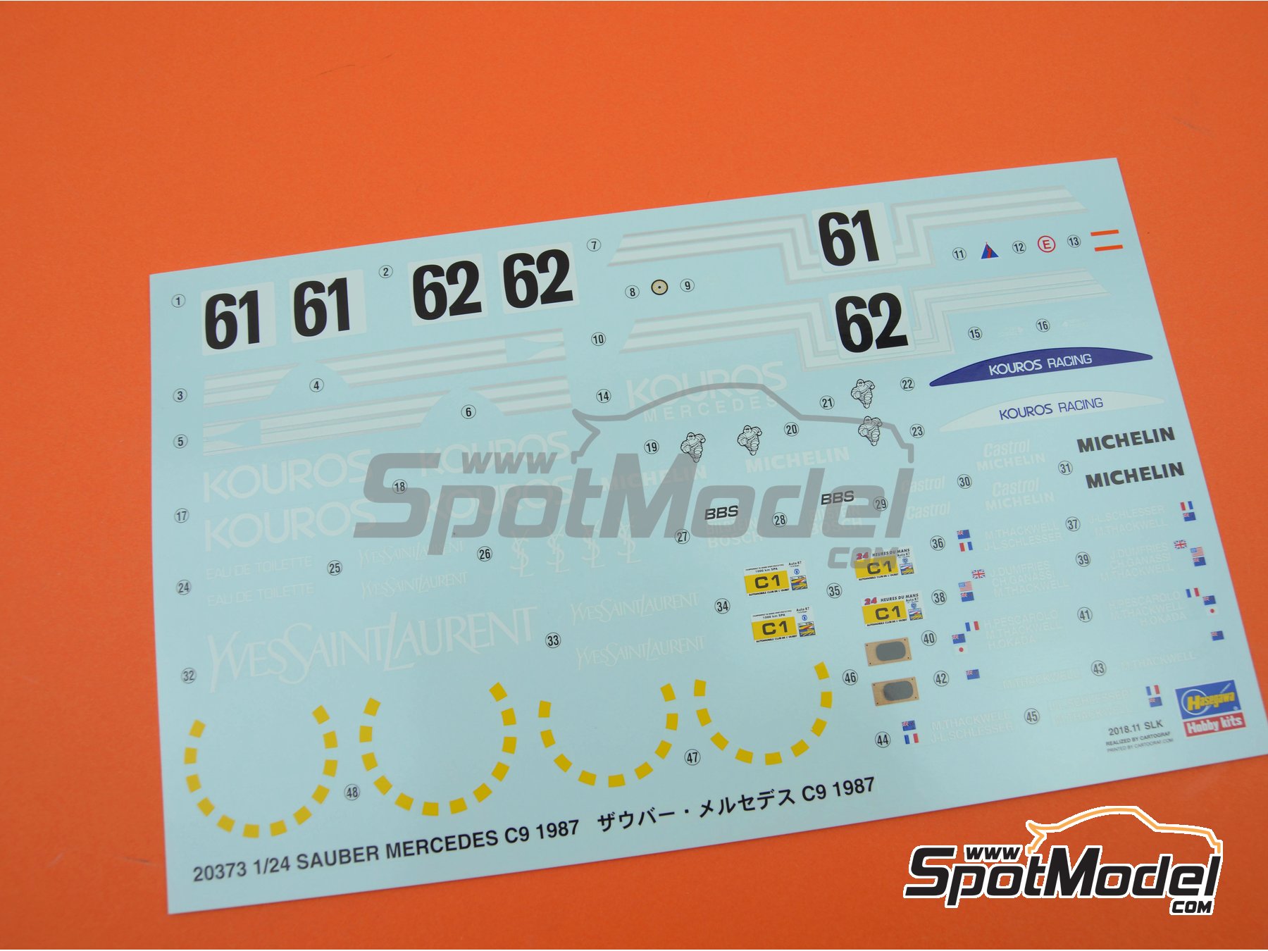 Hasegawa 20753: Car scale model kit 1/24 scale - Sauber Mercedes C9 ...