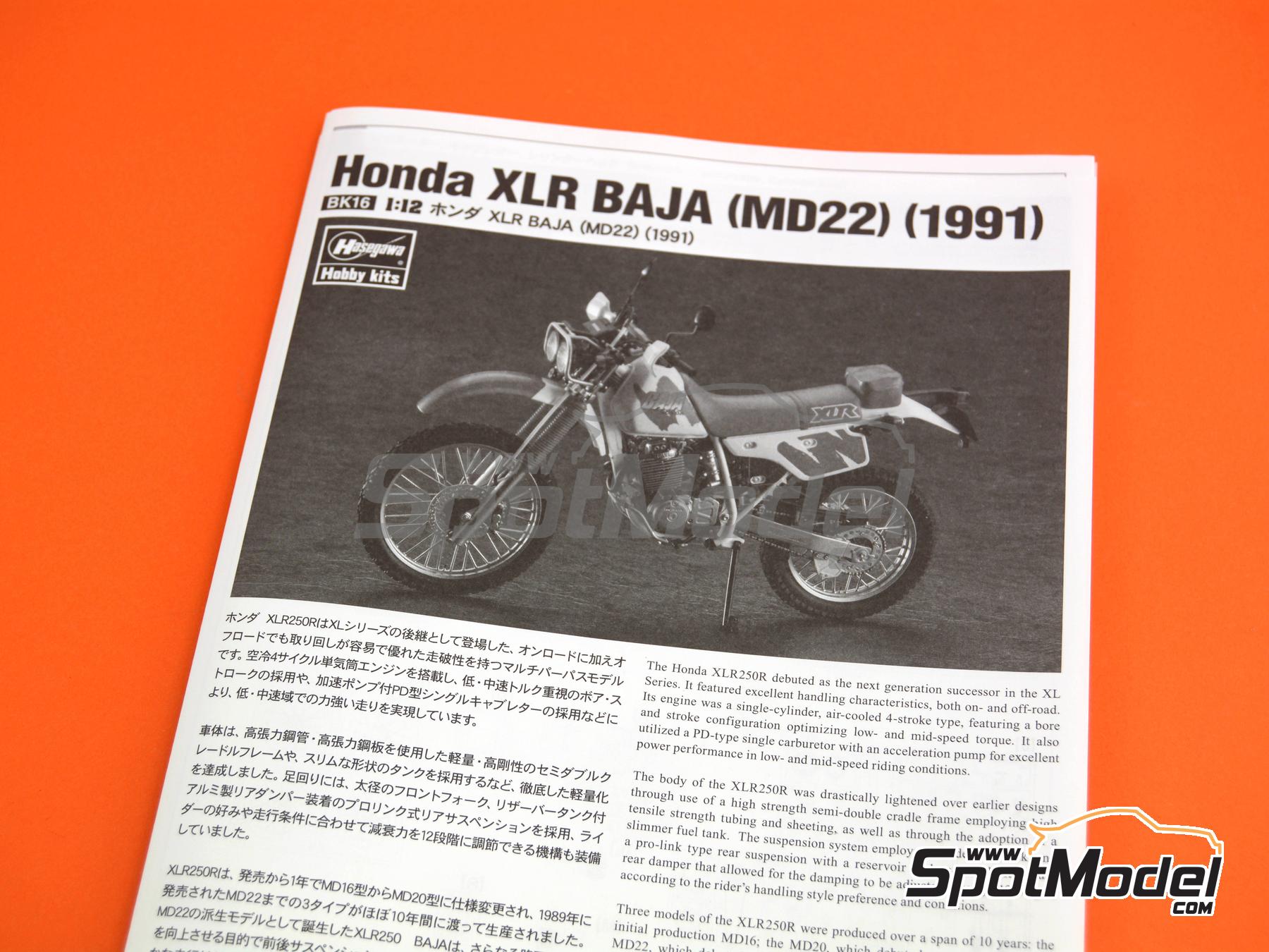 Hasegawa 21516: Motorbike scale model kit 1/12 scale - Honda XLR Baja (MD22) 1991 (ref. 21516 ...