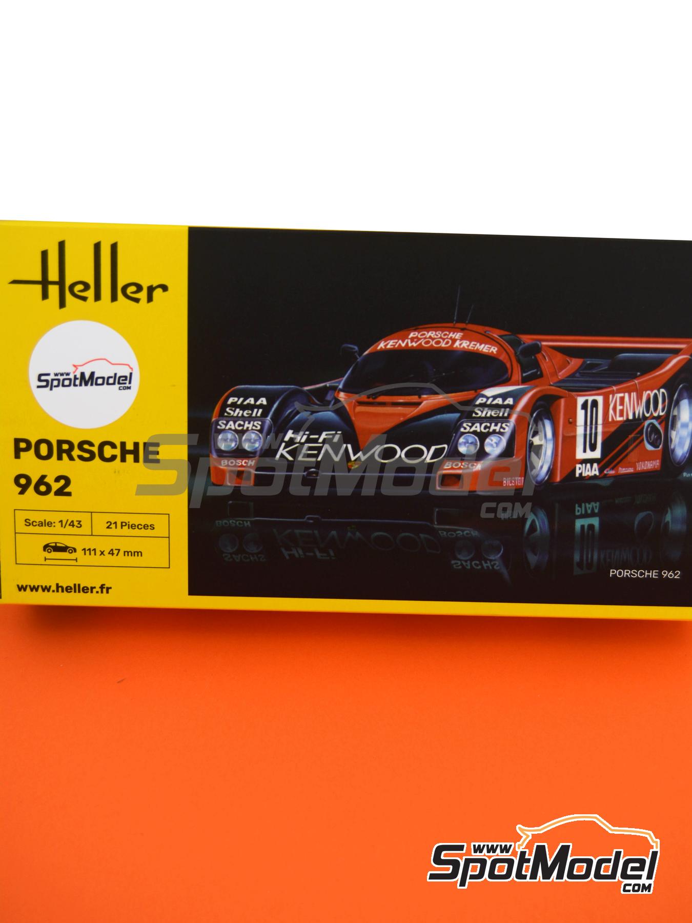 Heller 80109: Car scale model kit 1/43 scale - Porsche 962C Kremer Team sponsored by Kenwood #10 ...