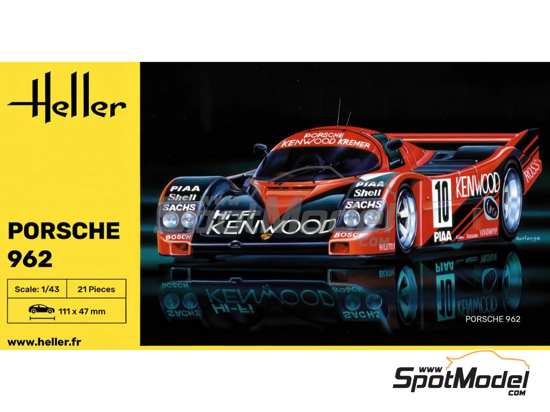 Heller 80109: Car scale model kit 1/43 scale - Porsche 962C Kremer Team sponsored by Kenwood #10 ...