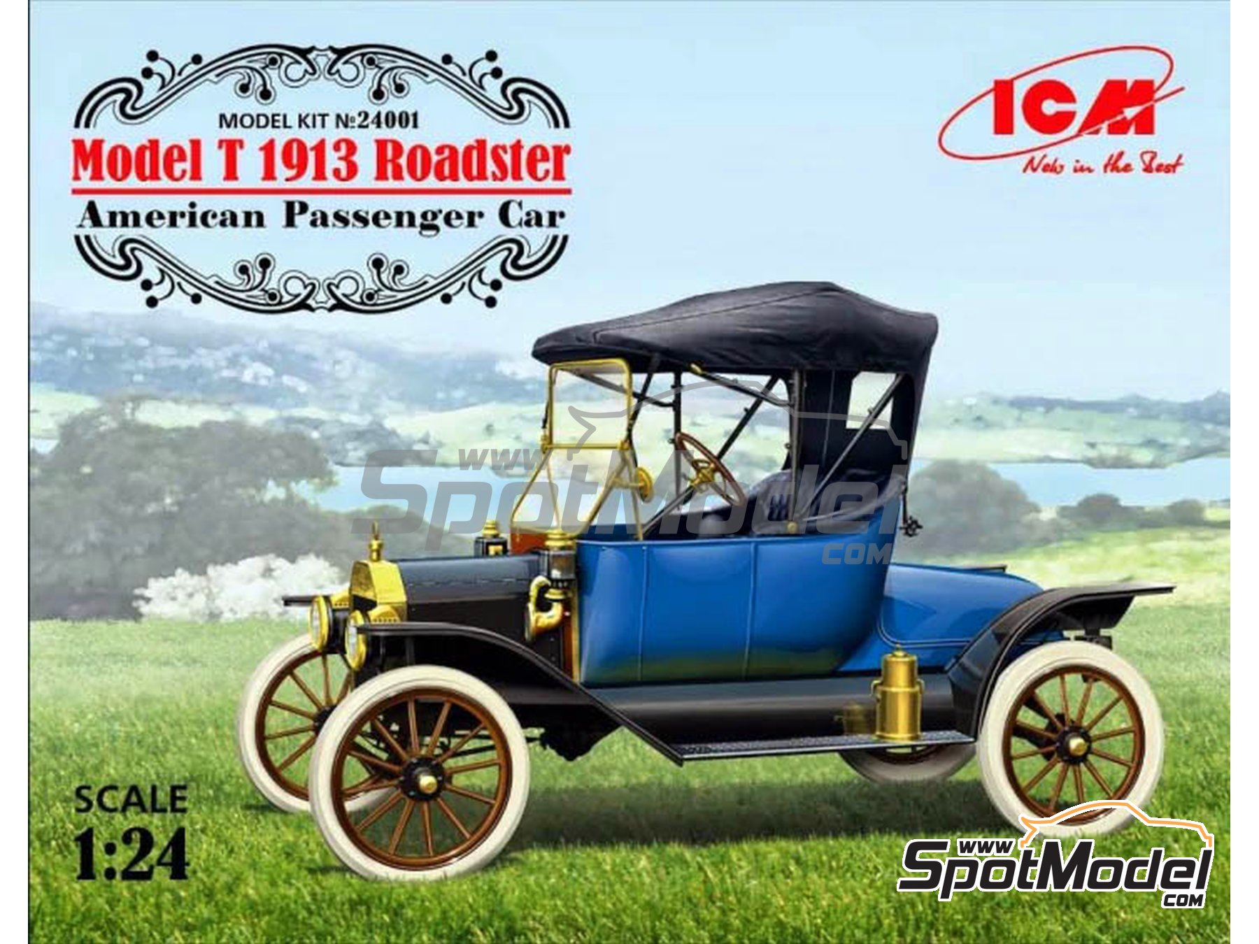 ICM 24001: Car scale model kit 1/24 scale - Ford Model T Roadster 1913 ...