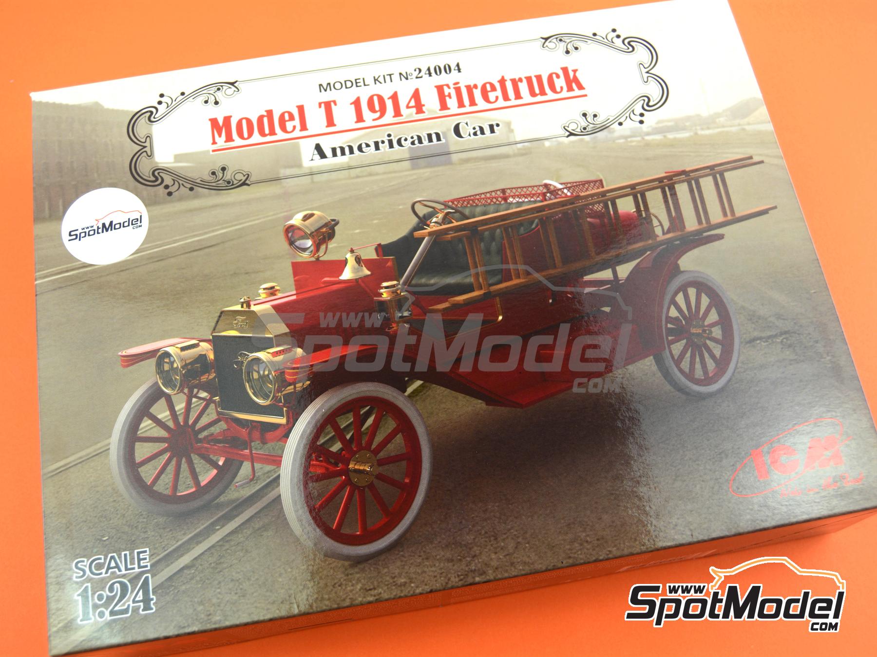 ICM 24004: Car scale model kit 1/24 scale - Ford Model T Firetruck 1914 ...