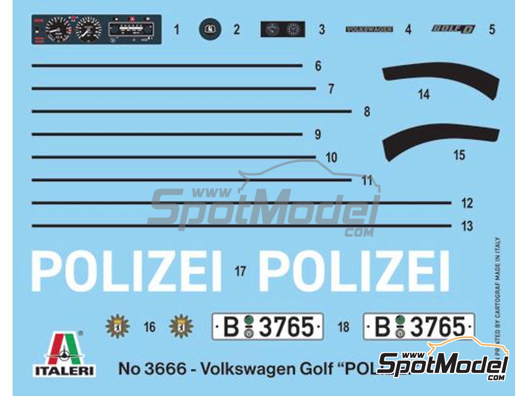 Italeri 3666: Car scale model kit 1/24 scale - Volkswagen Golf I ...