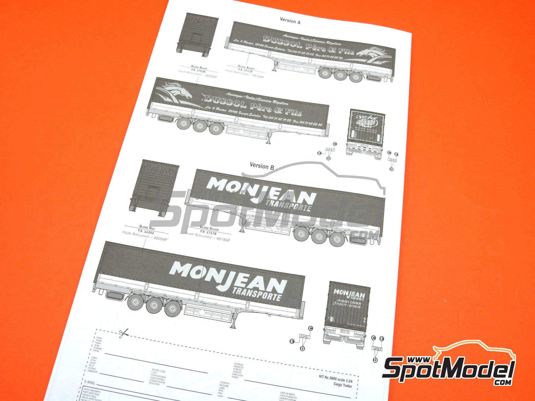 Italeri 3885: Trailer scale model kit 1/24 scale - Cargo trailer (ref ...
