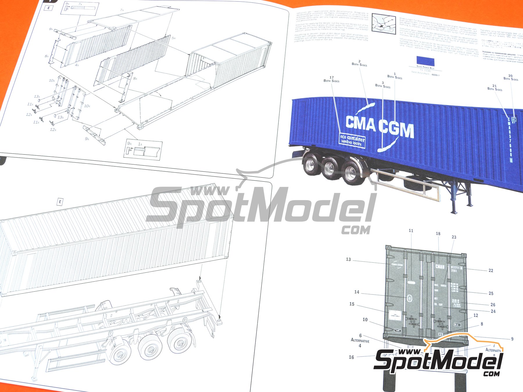 Italeri 3951: Trailer scale model kit 1/24 scale - 40' Container ...