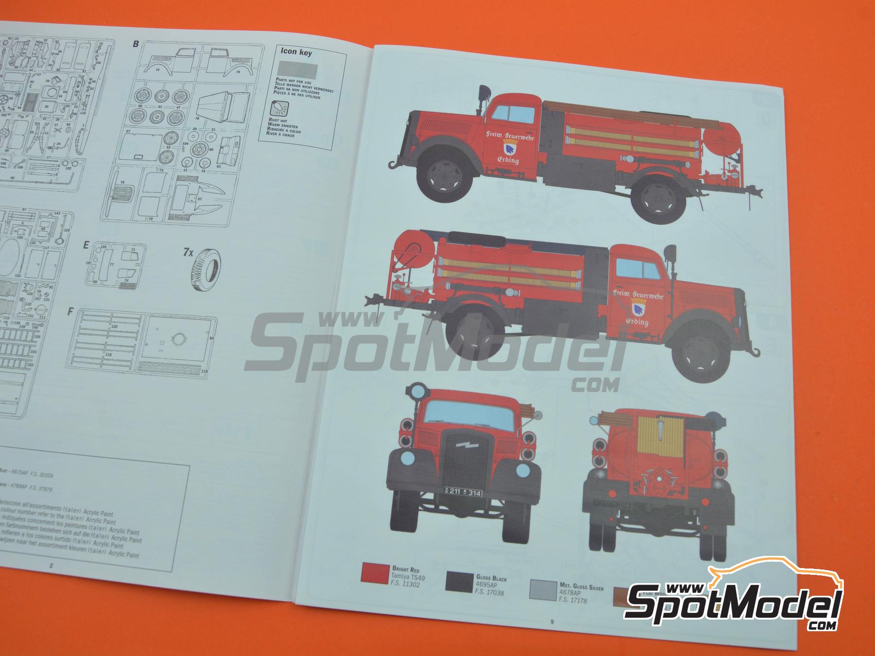 Italeri 3966: Truck scale model kit 1/24 scale - Opel Blitz Fire Truck (ref. 3966) | SpotModel
