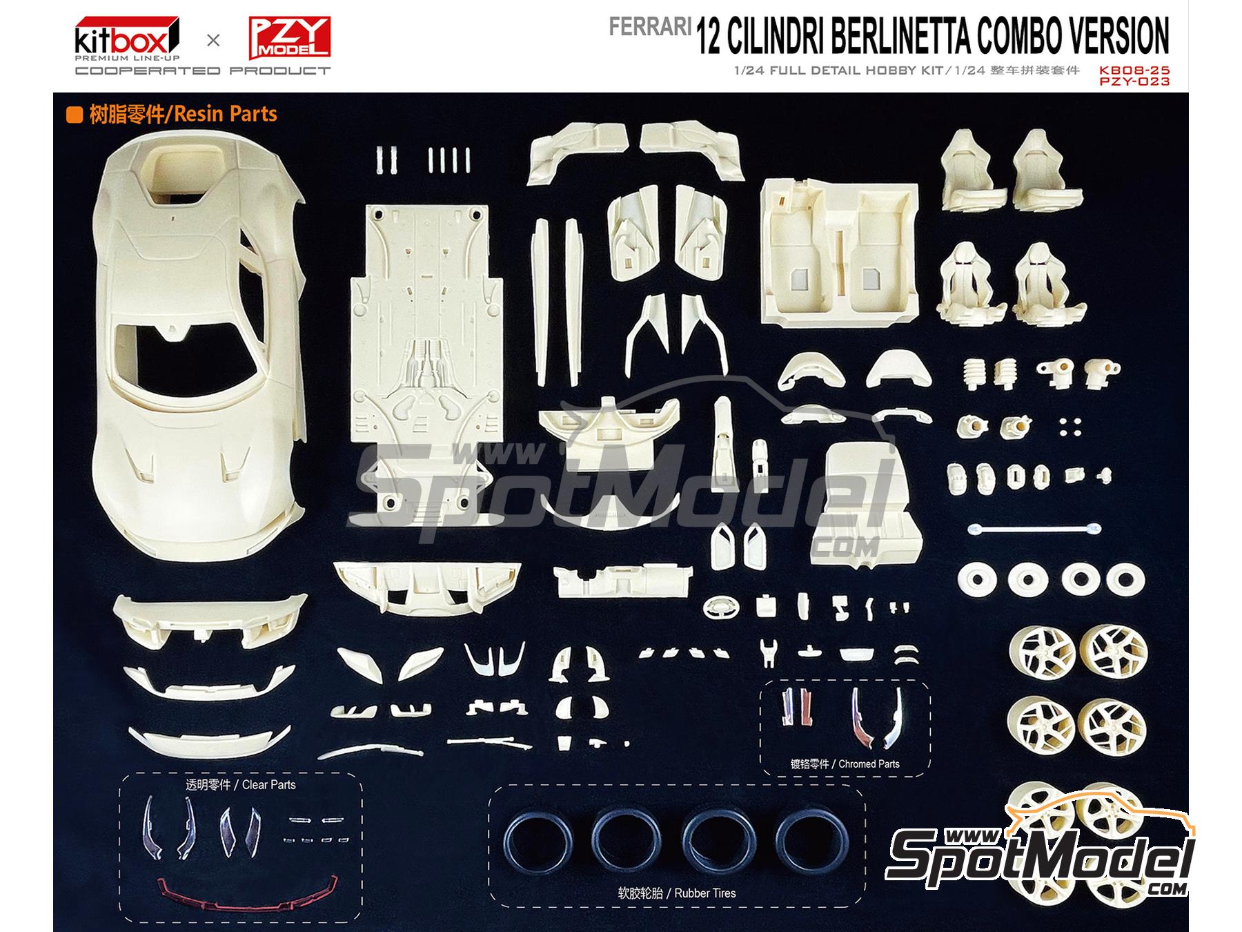 Kitbox PZY Model KB08-25: Car scale model kit 1/24 scale - Ferrari 12 ...