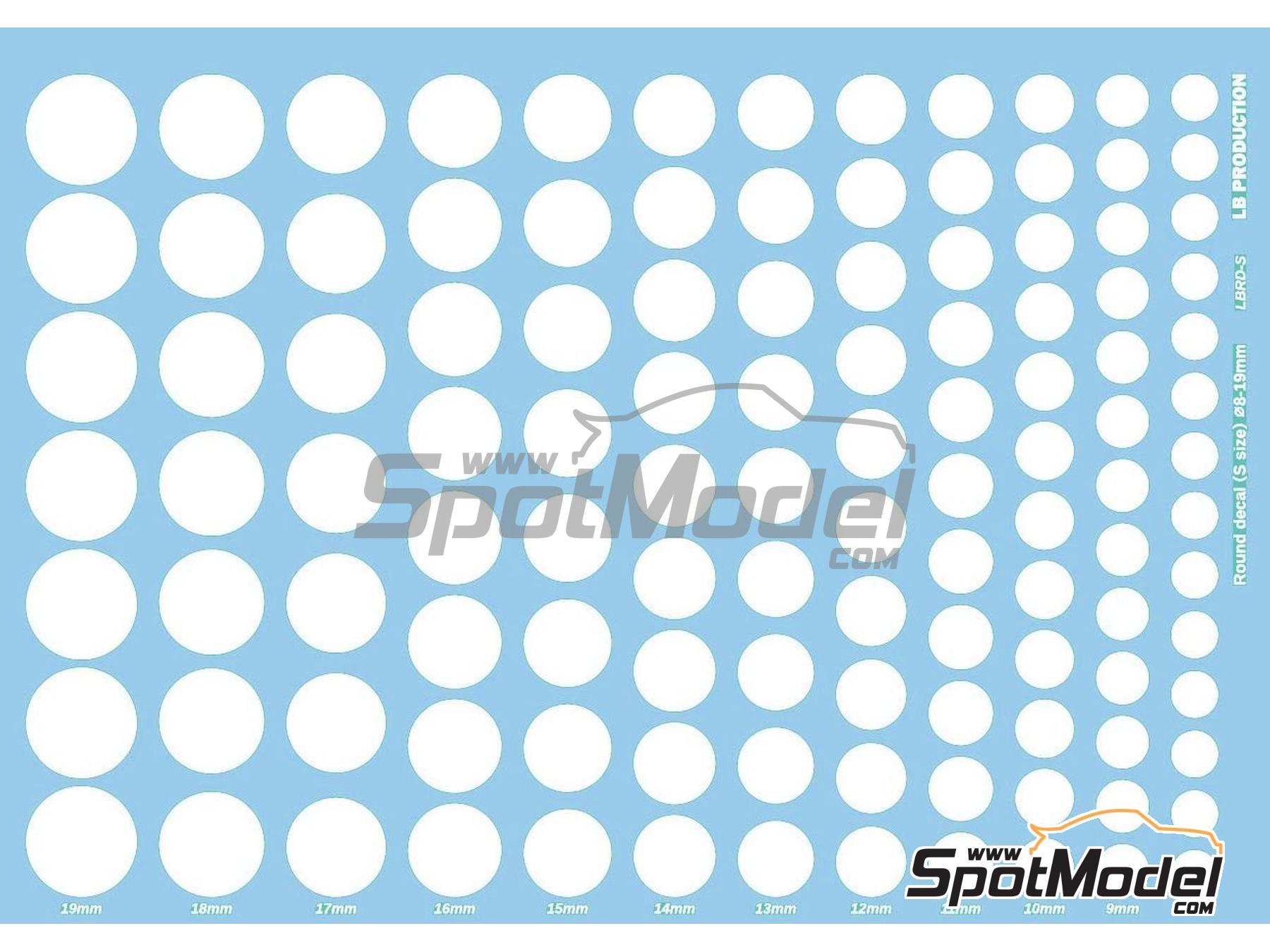 LB Production LBRD-S: Decals 1/24 scale - White Round - Small size (ref ...