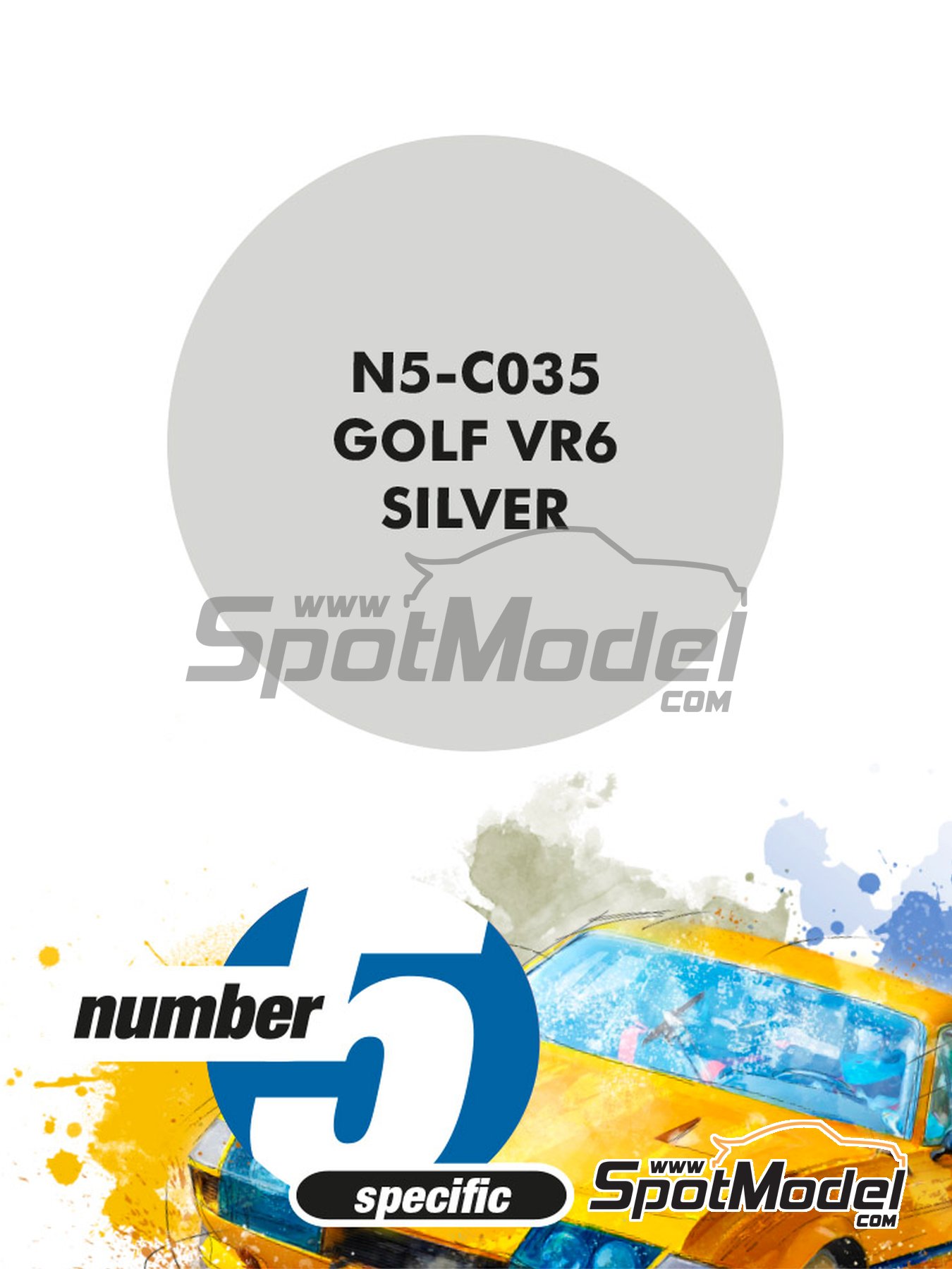 Number Five N5-C035: Paint for airbrush Golf VR6 Silver 1 x 30ml for ...