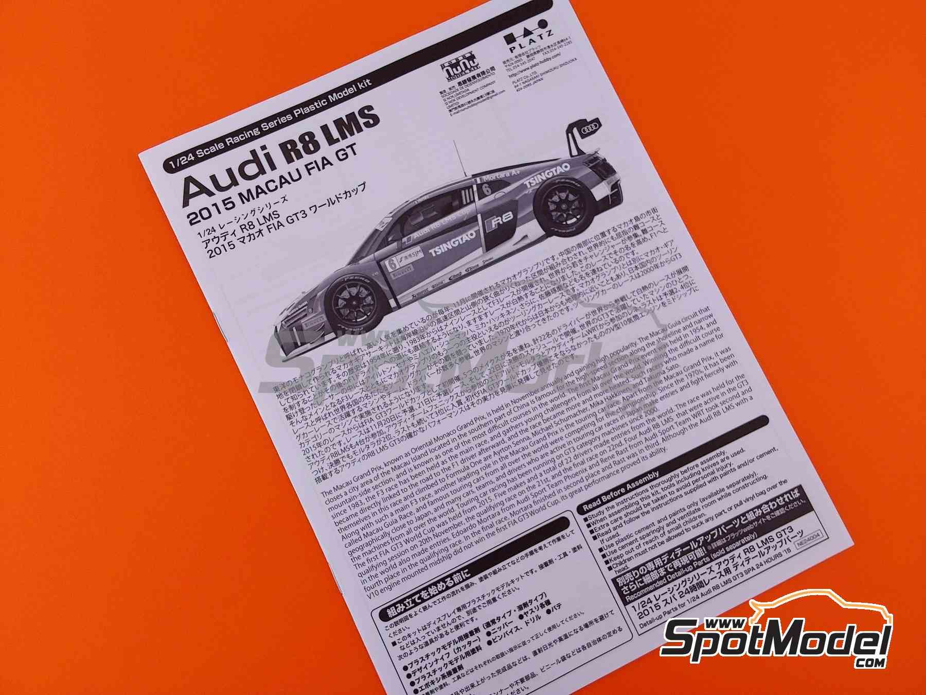 Nunu PN24024-UNBOX: Car scale model kit 1/24 scale - Audi R8 LMS GT3 2015 (ref. PN24024-UNBOX ...