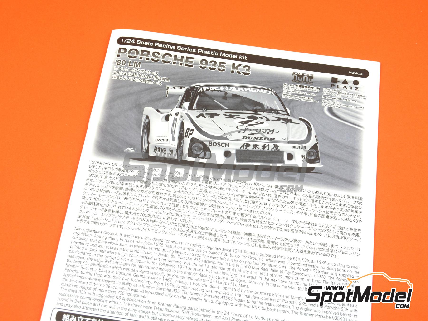 Nunu PN24029: Car scale model kit 1/24 scale - Porsche Kremer 935 K3 ...