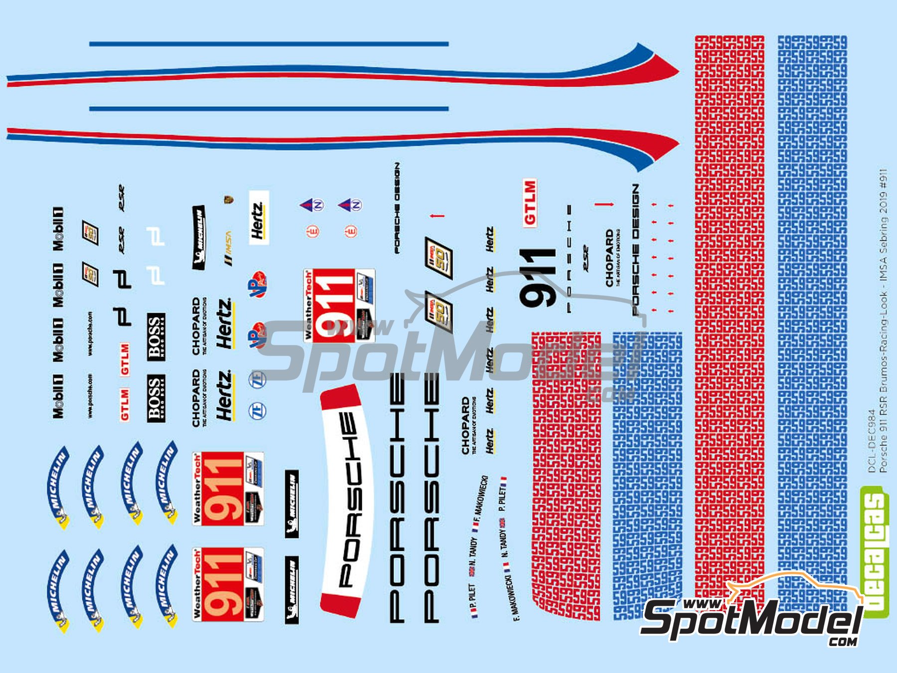 Print Lab Decals DCL-DEC984: Marking / livery 1/18 scale - Porsche 911 ...