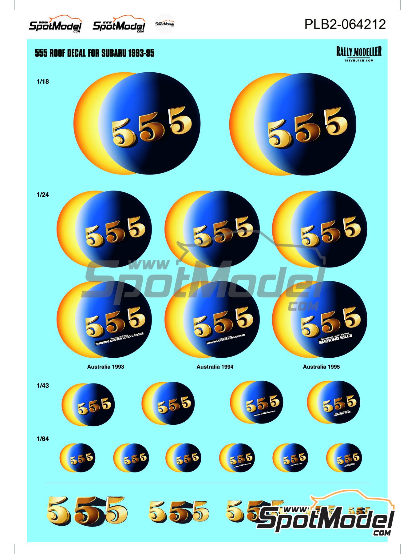 Print Lab Decals PLB2-064212: Decals - 555 Roof logos for Subaru 1993 ...