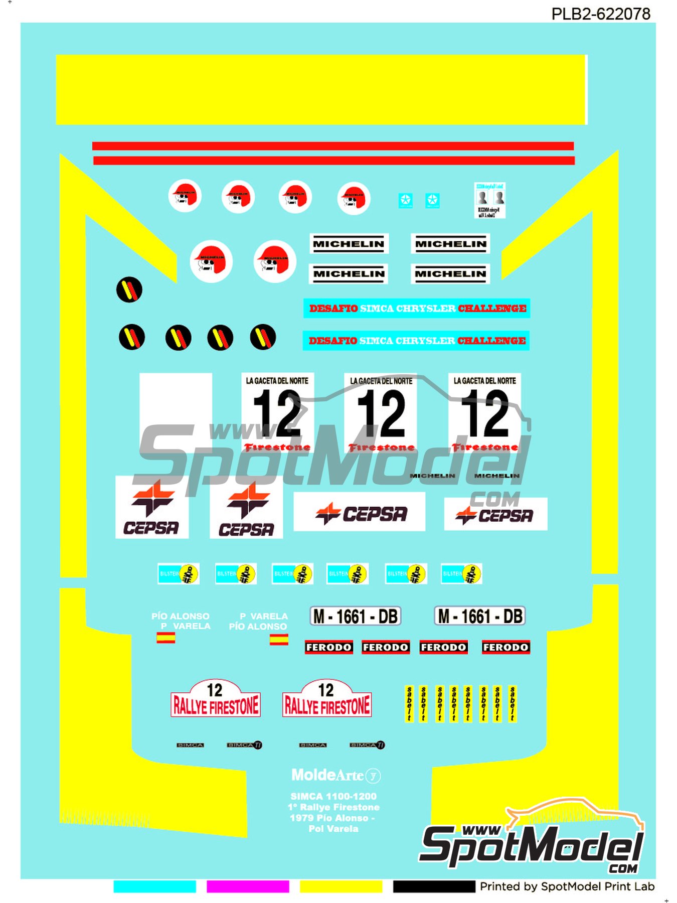 Print Lab Decals PLB2-622078: Marking / livery 1/24 scale - Simca 1200 ...
