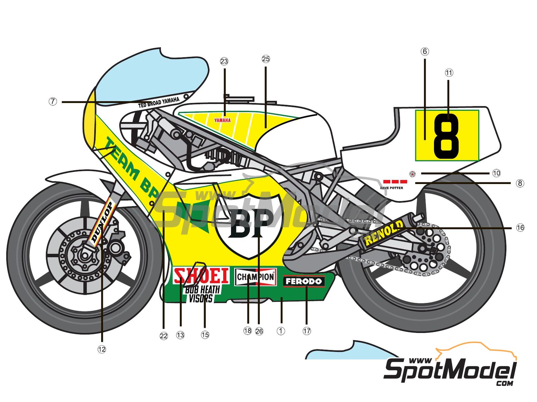 Print Lab Decals PLB2-691857: Decals 1/12 scale - Dave Potter Yamaha ...