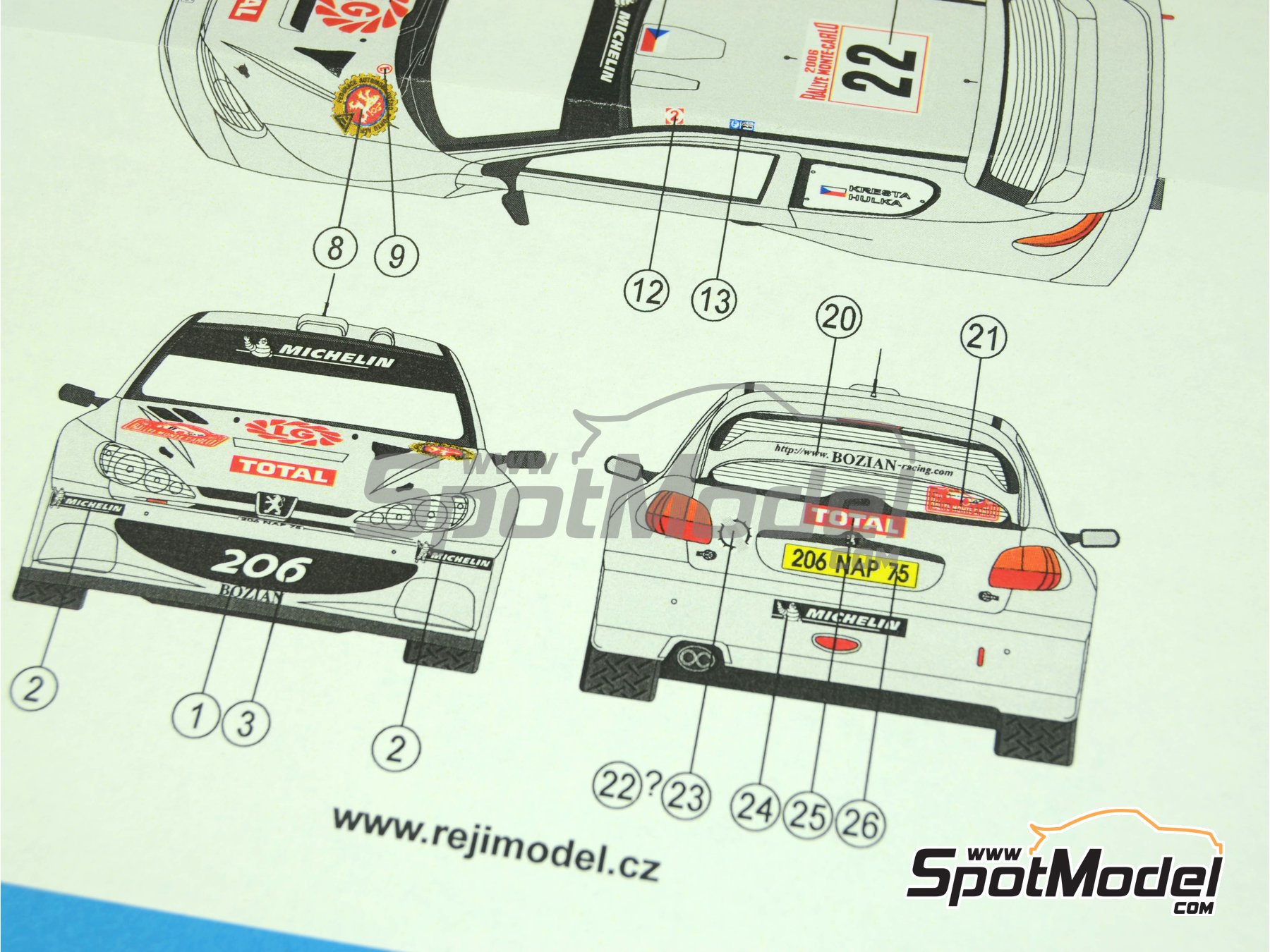 Reji Model 218: Marking / livery 1/24 scale Peugeot 206 WRC sponsored ...