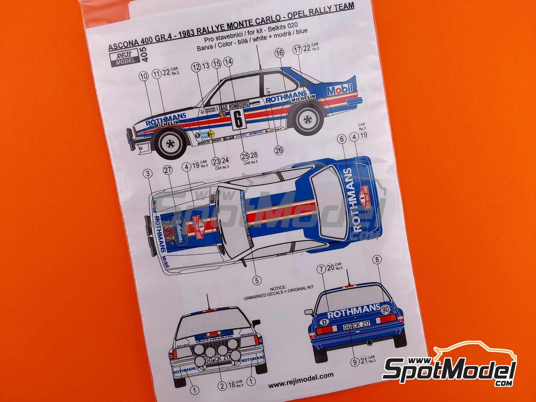 Reji Model 405: Marking / livery 1/24 scale - Opel Ascona 400 Group 4 ...