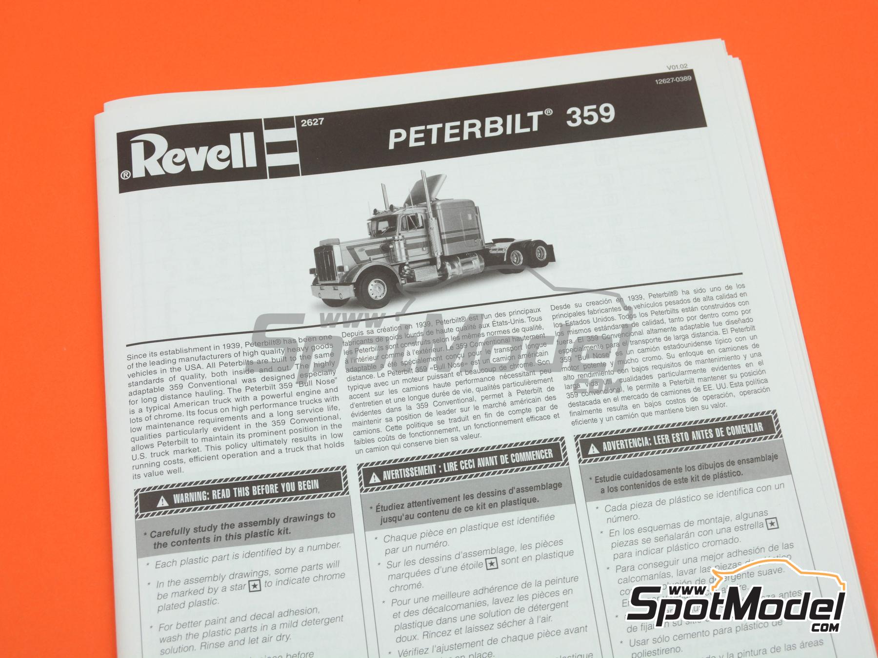 Revell 12627: Truck scale model kit 1/25 scale - Peterbilt 359 (ref ...