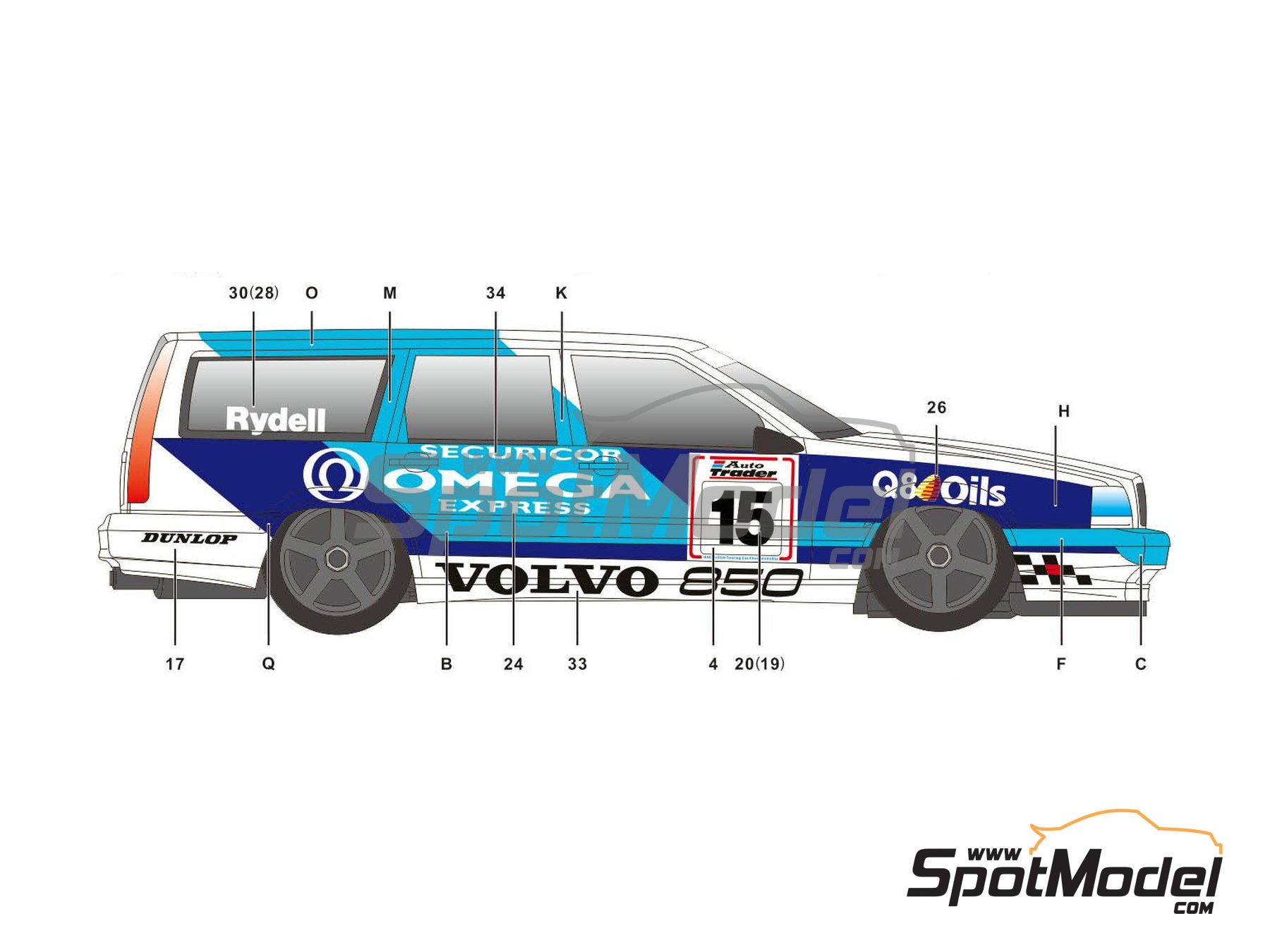 SK Decals SK24018: Marking / livery 1/24 scale - Volvo 850 Estate TWR ...