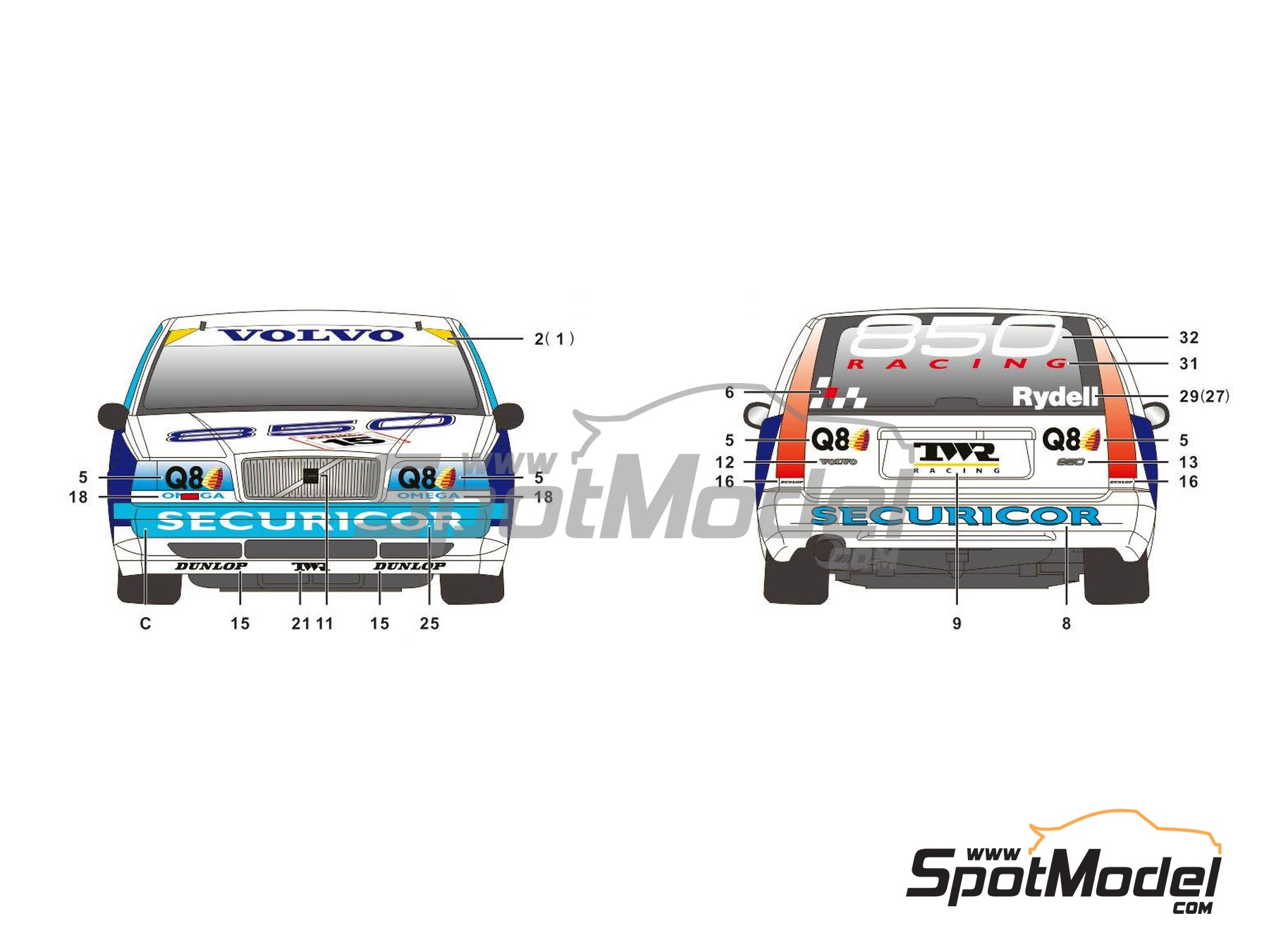 SK Decals SK24018: Marking / livery 1/24 scale - Volvo 850 Estate TWR ...