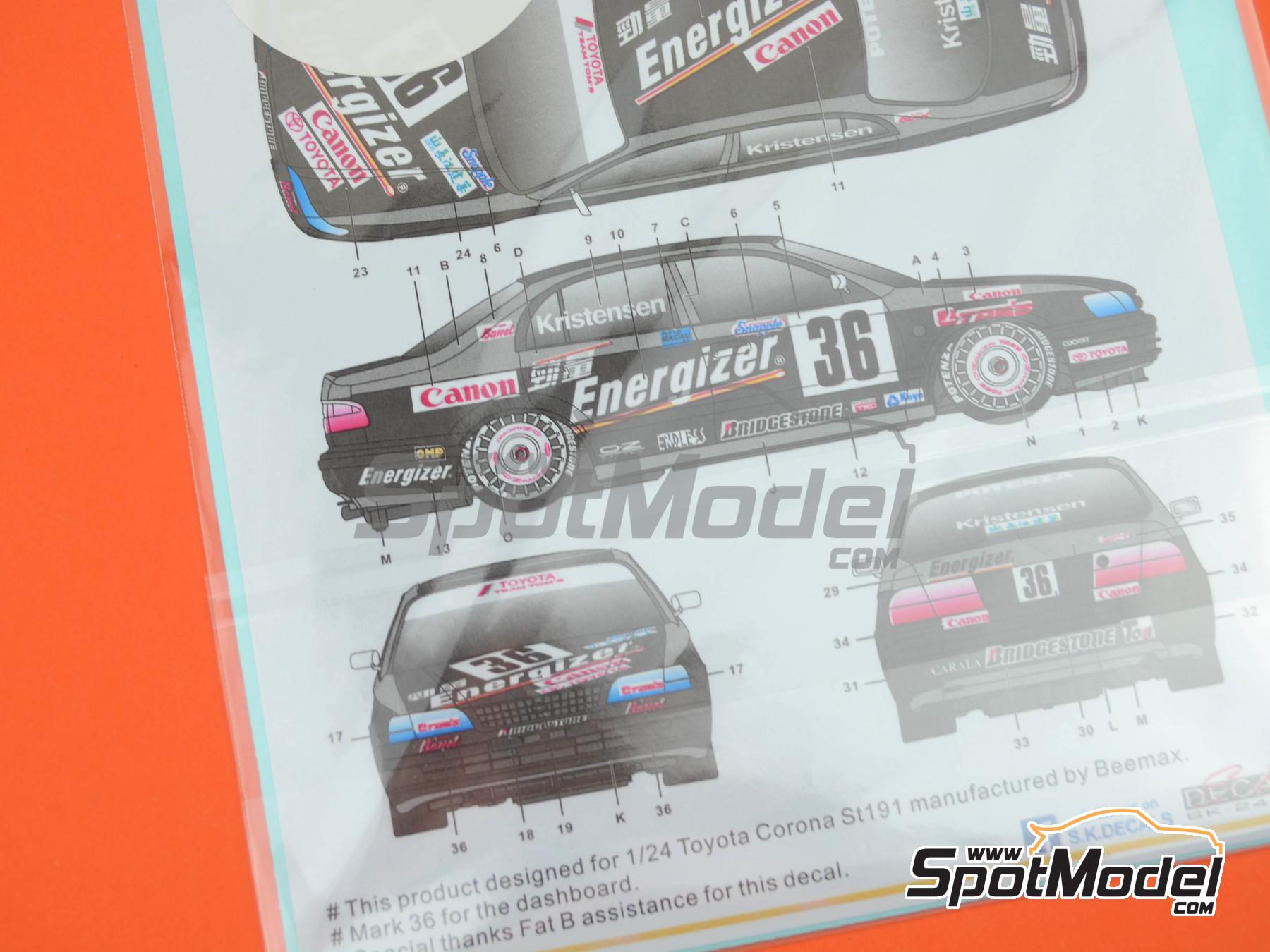SK Decals SK24066: Marking / livery 1/24 scale - Toyota Corona ST191 ...