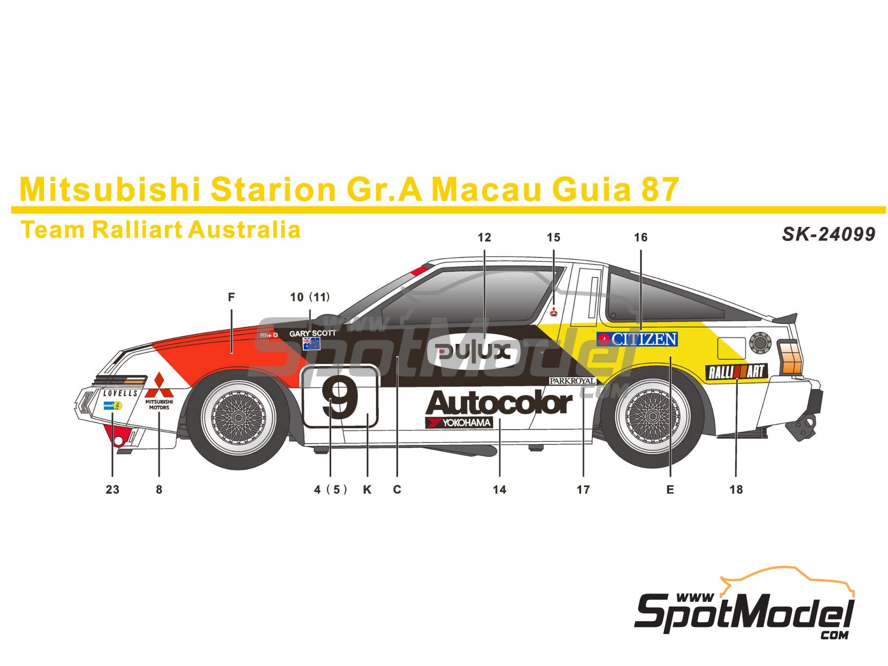 SK Decals SK-24099: Marking / livery 1/24 scale - Mitsubishi Starion ...